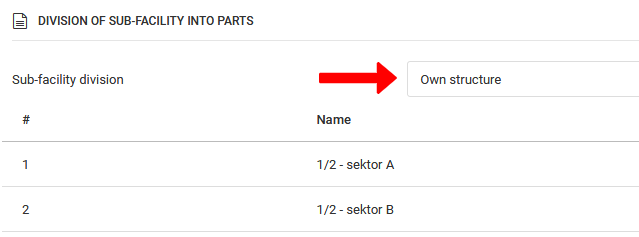 ProTrainUp - Division of sub facility into parts
